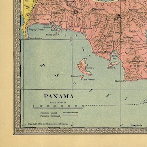 Panama Map Print: 1904 Antique Style Fine Art Reproduction - Etsy