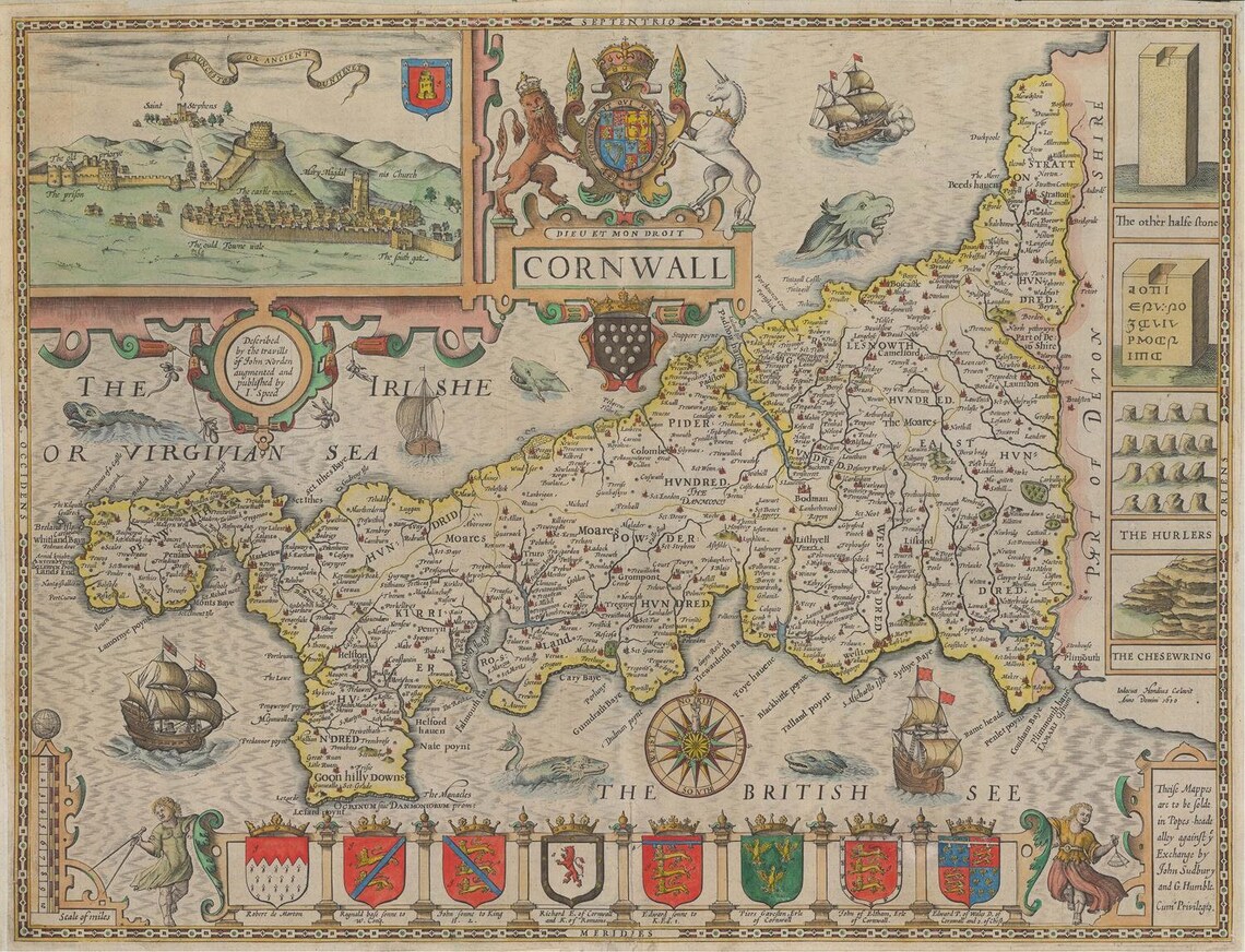 Cornwall Map Print: 1646 Rare Ancient United Kingdom Reproduction - Etsy