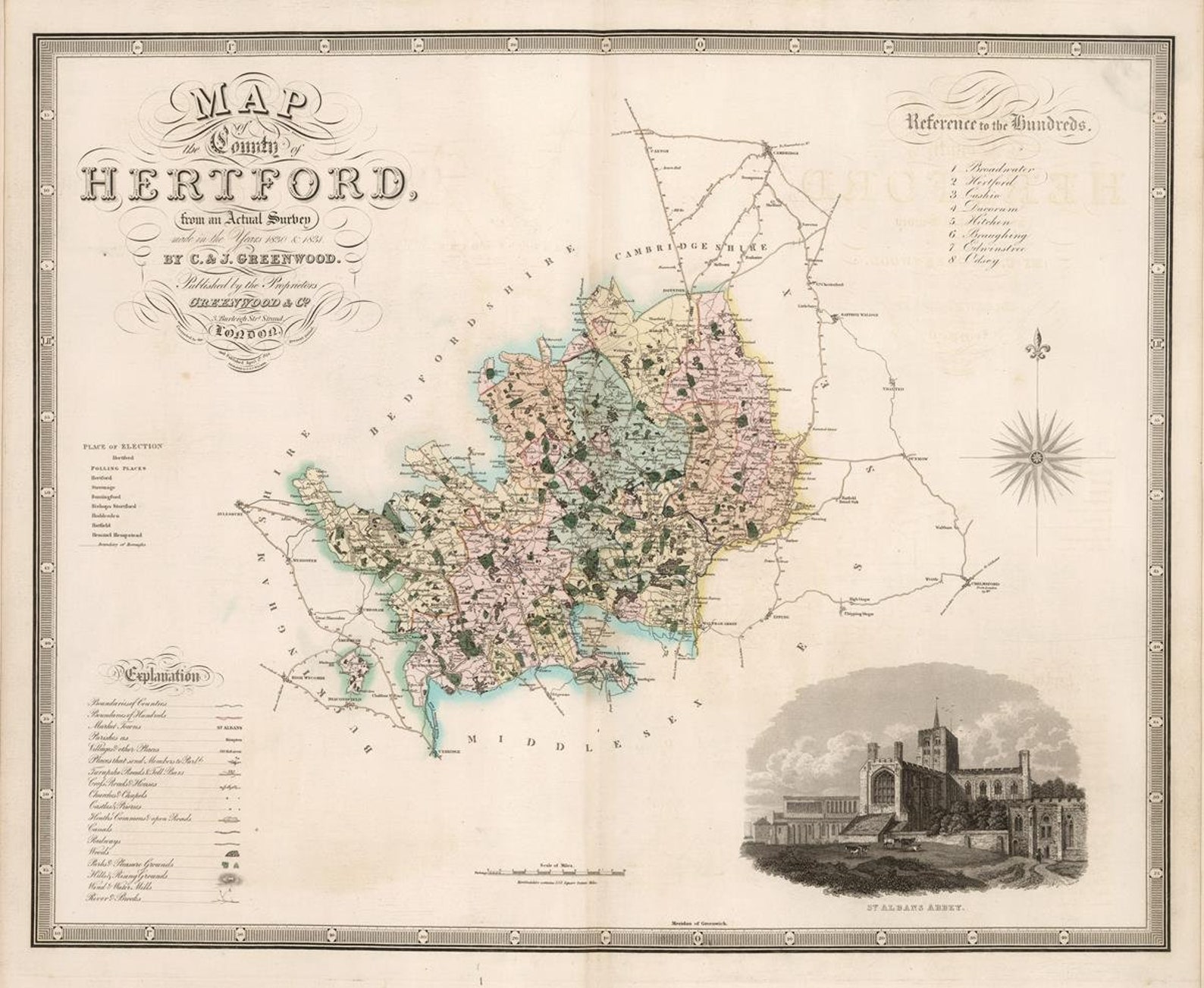 Old Map of Hertford 1834 United Kingdom's Countiesfine - Etsy