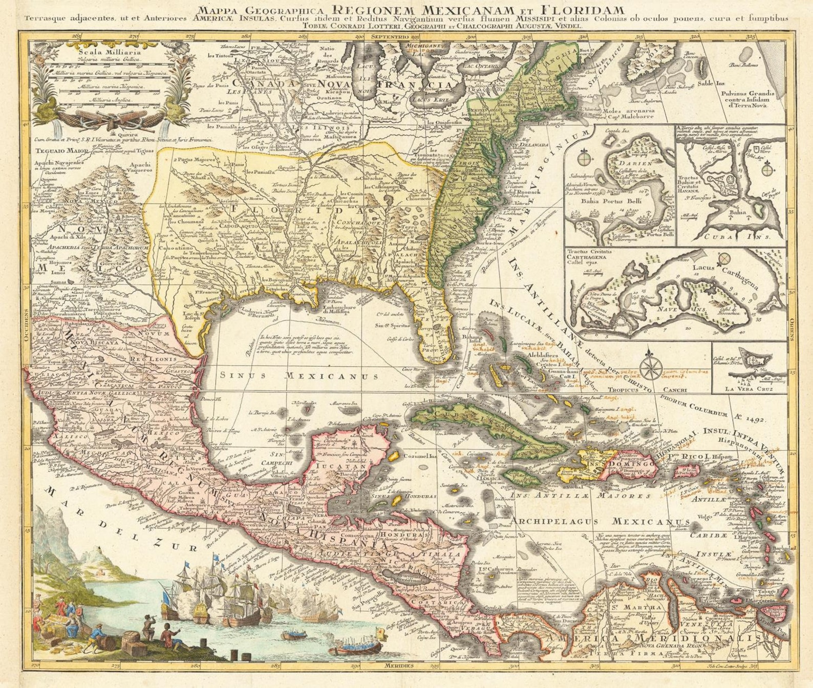 Mexico, Florida, Caribbean Antique Map Print, 1740 - Etsy