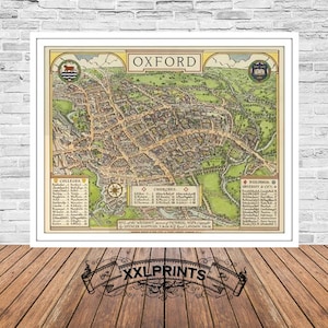 Old Map of Oxford,1936,rare,pictorial Map,city Plan,united Kingdom's ...