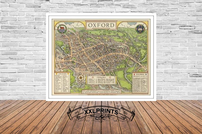 Old map of Oxford1936rarepictorial mapcity planUnited | Etsy
