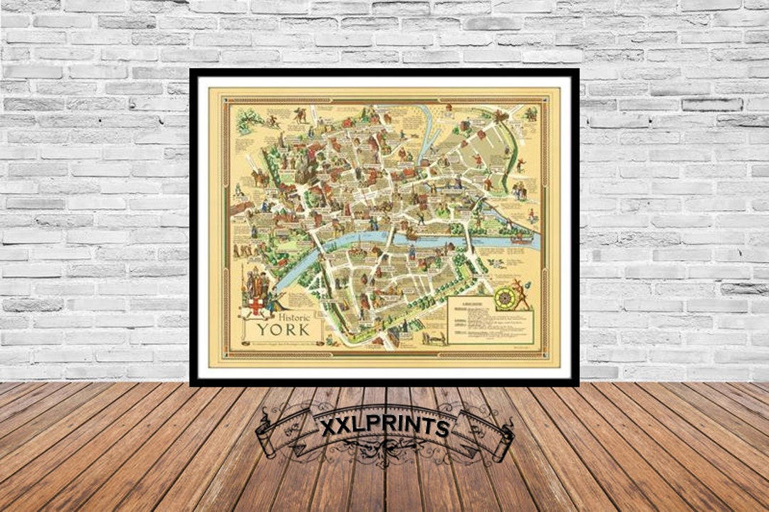 York Historical Map Art Print: 1947 Fine Reproduction - Etsy