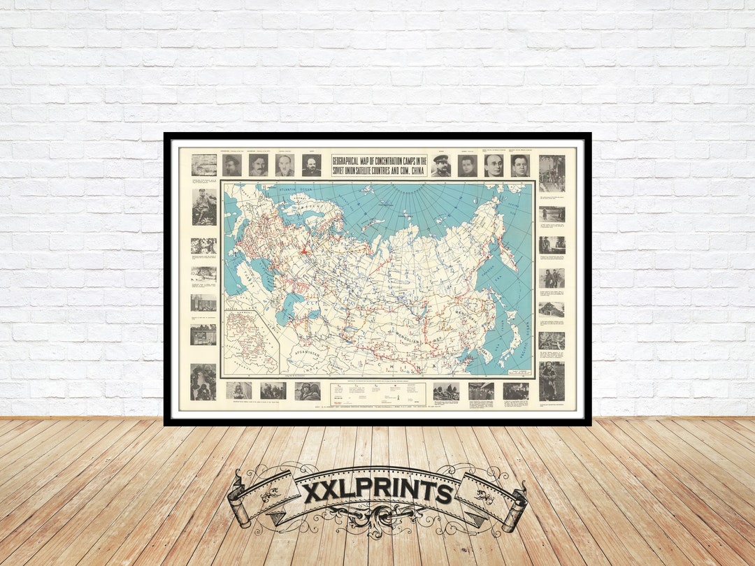 Old Map of Soviet Union, Geographical Map of Concentration Camps, 1945 ...