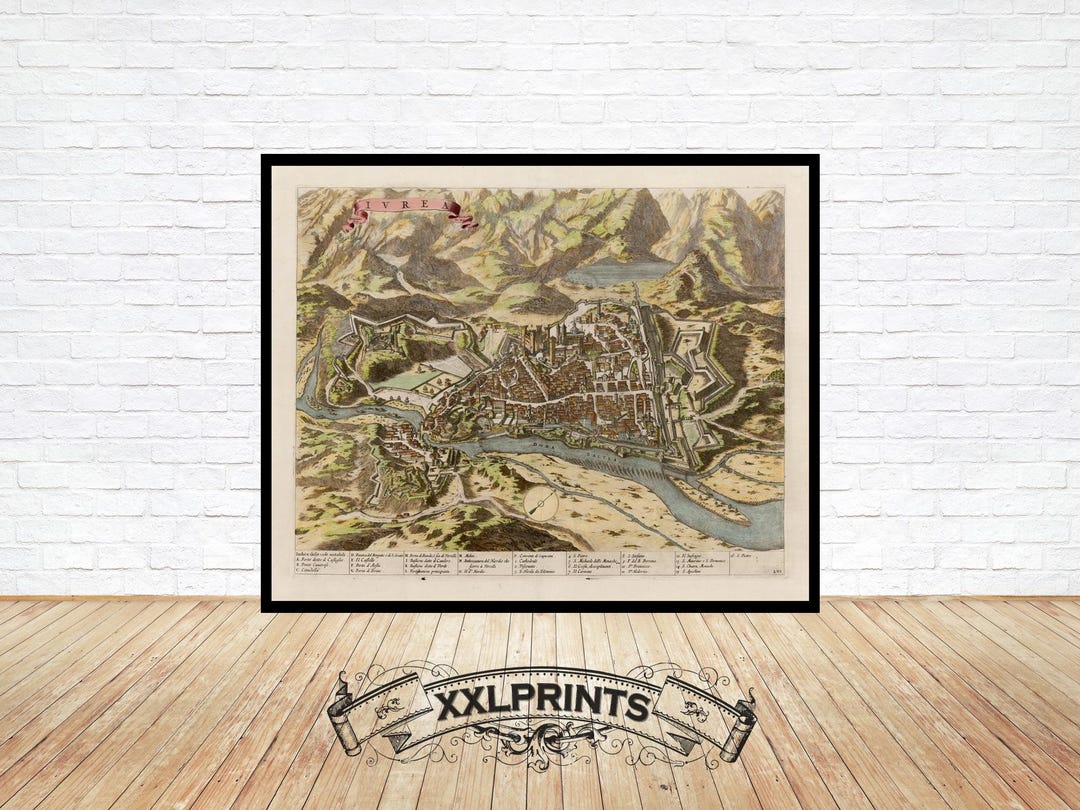 Ivrea Italy Map Print: 1682 Piedmont, Fine Art Reproduction - Etsy