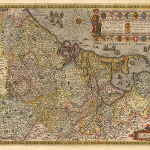 Antique Netherlands Map Print: 1608 West Germany, Fine Art Reproduction ...