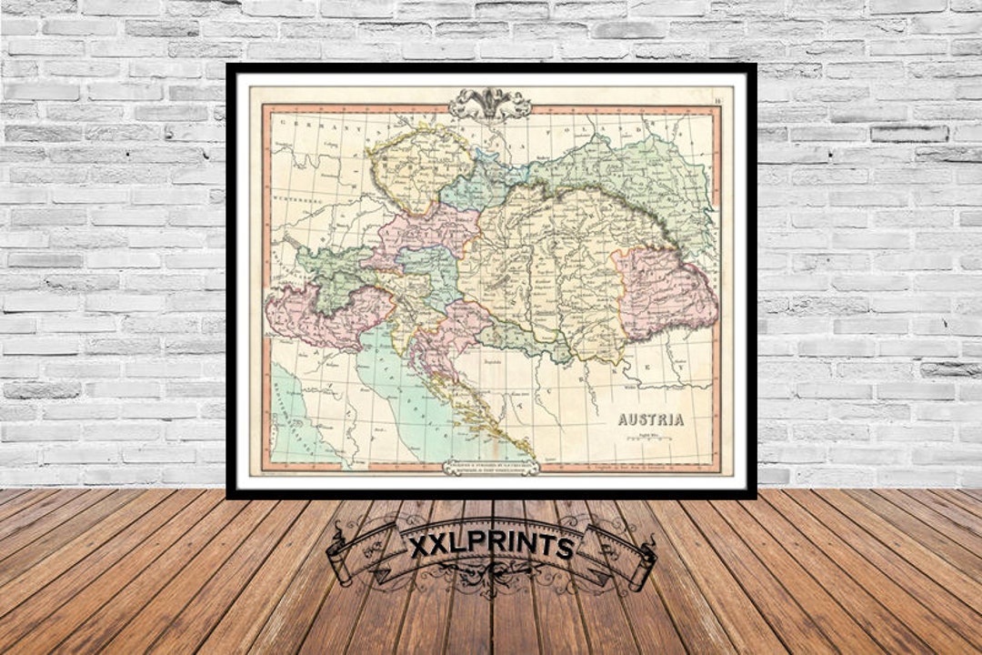 Old Map of Austria 1850 Very Rare Map Colorfull Map - Etsy