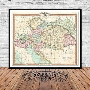 Old Map of Austria 1850 Very Rare Map Colorfull Map - Etsy