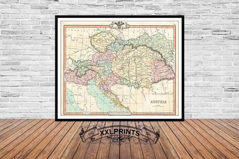 Old Map of Austria 1850 Very Rare Map Colorfull Map | Etsy