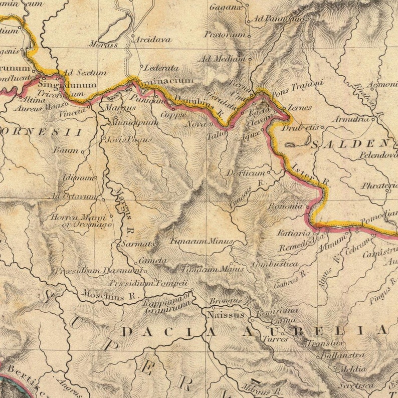 Mapa antiguo de la antigua Macedonia Tracia Iliria Moesia - Etsy España