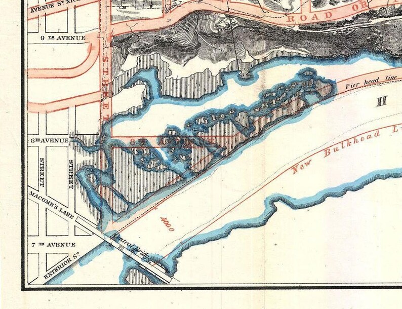 Antique Map of Manhattan 1870 Fine Reproduction Oversize | Etsy
