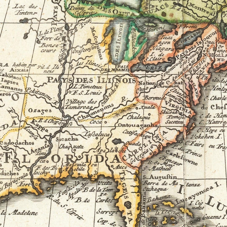 Old Map of America Septentrionalis Halifax Inset 1725 Very - Etsy