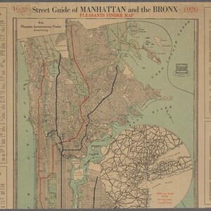 1920 Manhattan & Bronx Map: Vintage Fine Art Print - Etsy