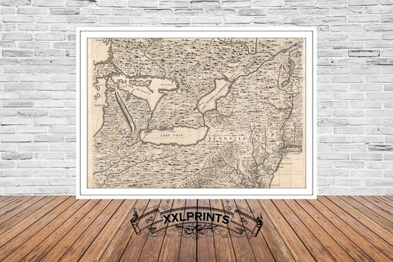 Antique map of Great Lakes of North America 16th century | Etsy