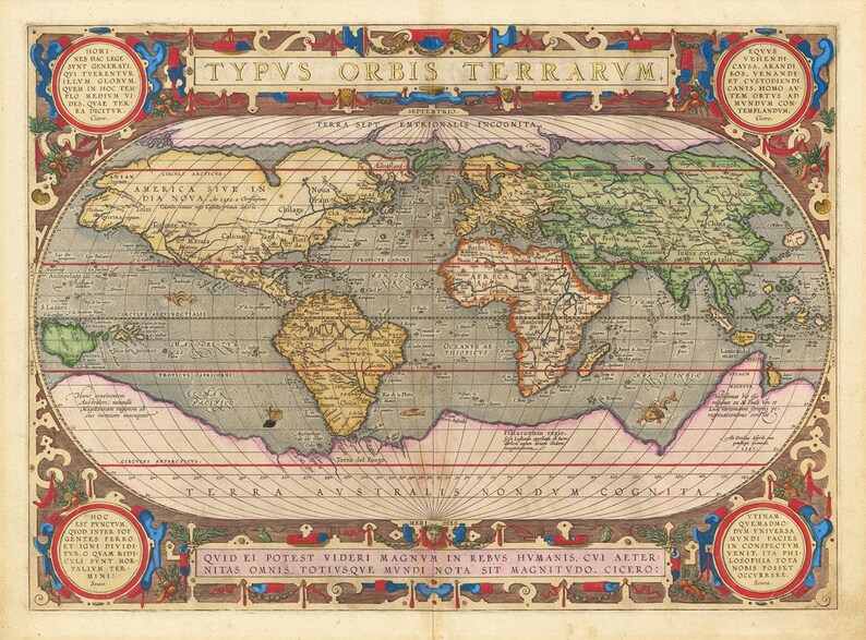 Old Map of the World 1603 Typus Orbis Terrarum Rare - Etsy