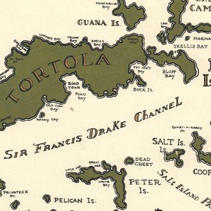 Old Map of Virgin Islands, 1968, Pictorial Map, Fine Reproduction ...