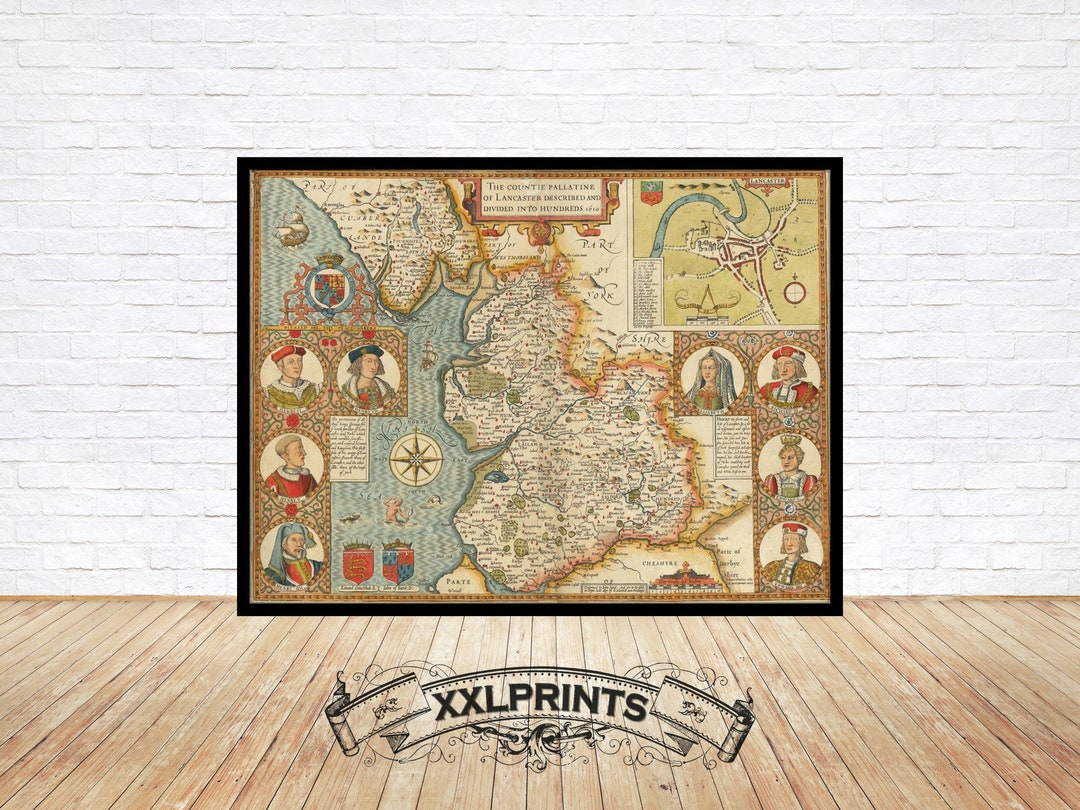 Lancashire Map Print: 1676 Antique United Kingdom County Map - Etsy UK