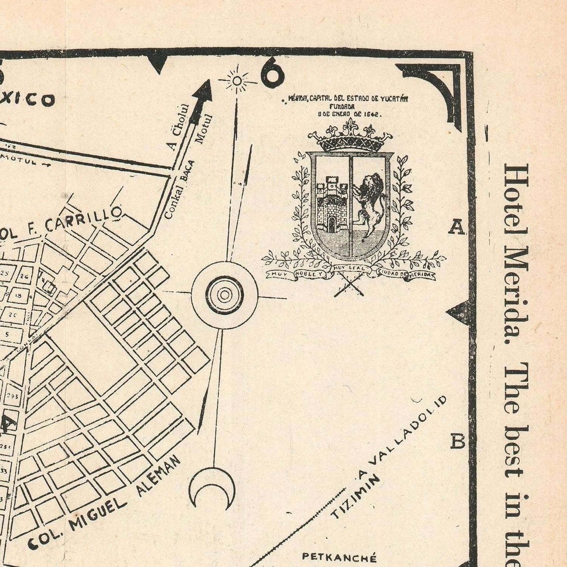 Old Map of Merida Yucatan Mexico 1953 City Plan Fine - Etsy
