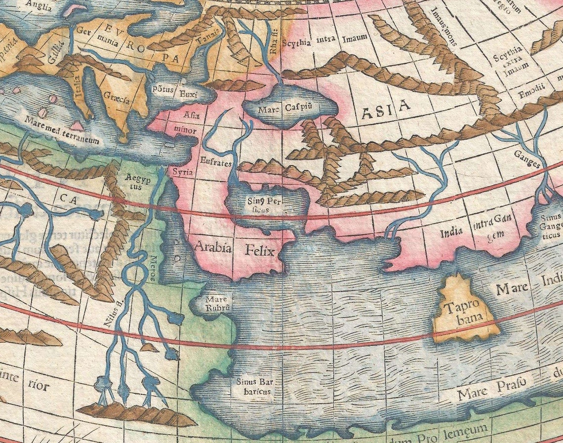 Ancient Map of the World 1550 Very Rare Map Ptolemy Map | Etsy