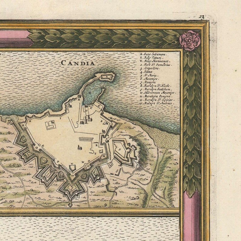 Crete Map Print: 1680 Candia, Rare Fine Art Reproduction - Etsy