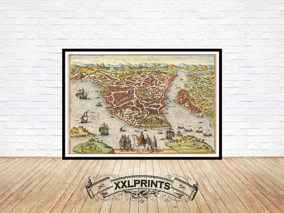 Byzantium Map Print: 1660 Constantinopolis Bird's Eye View - Etsy