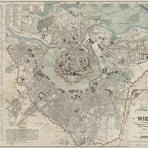 Antique Map of Vienna, 1852, Fine Reproduction, Large Map, Fine Art ...
