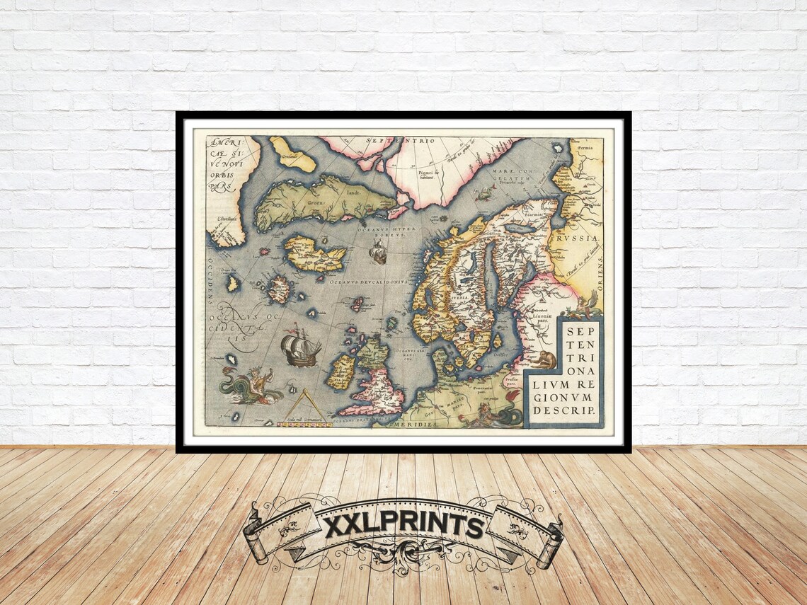 Old Map of North Atlantic 1592 Rare Map Ancient Map Fine - Etsy