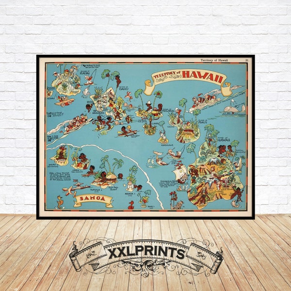 Maui Hawaii Cartoon Map - Etsy