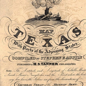 Antique Map of Texas, Austin 1837: Fine Art Giclée Print - Etsy