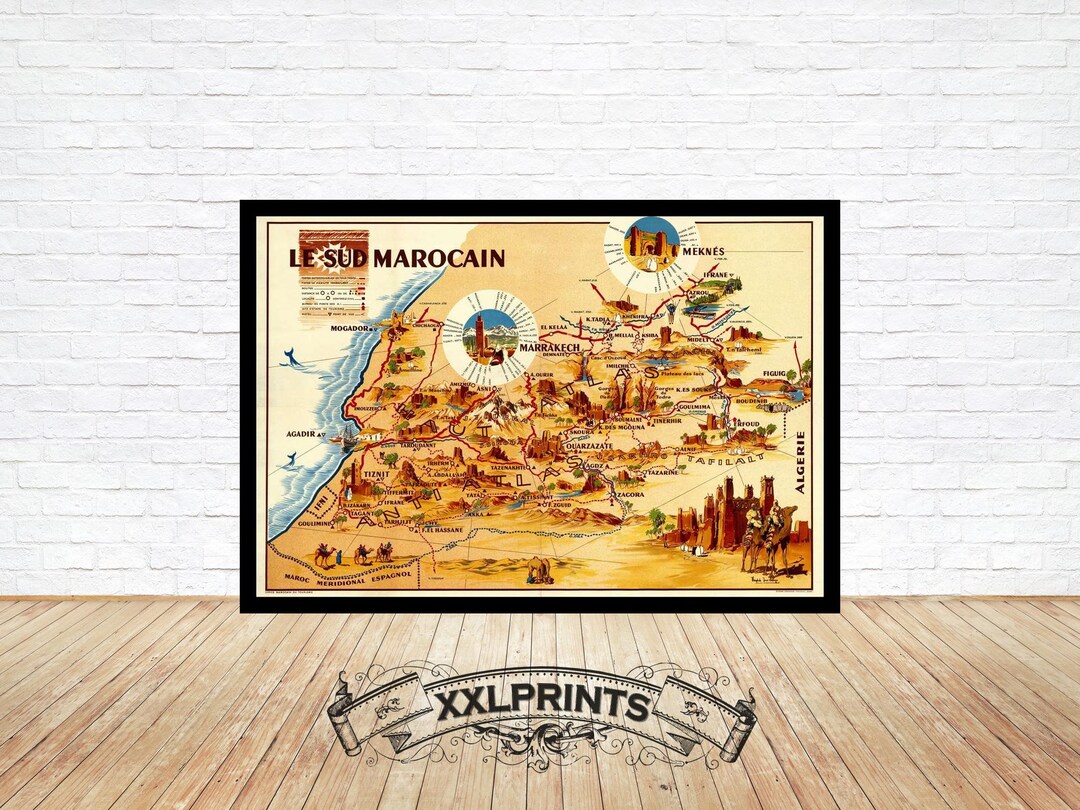Southern Morocco Map Print: 1954 Vintage Pictorial Art - Etsy