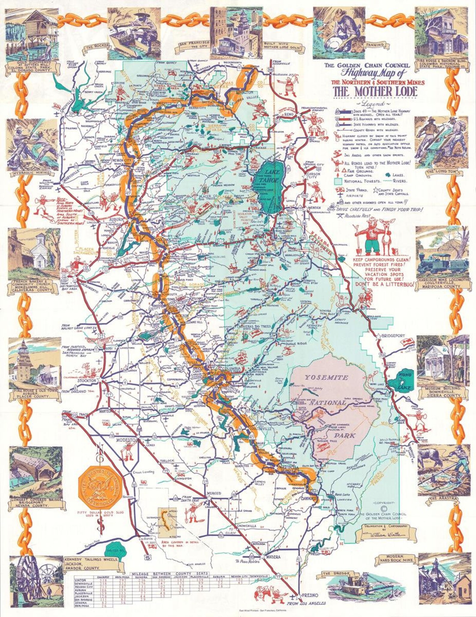 Old Pictorial Tourist Map of the Mother Lode Gold Region - Etsy