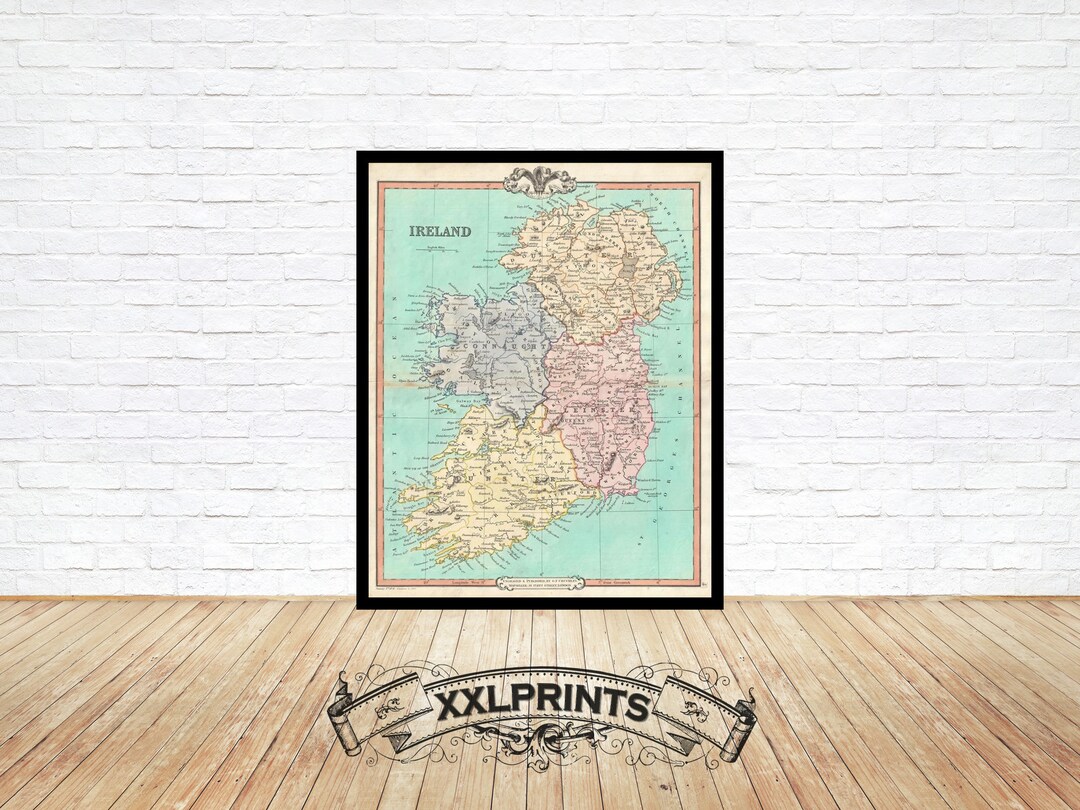 Old Map of Ireland, 1850, Cruchley's Maps, Fine Reproduction, Fine Art ...