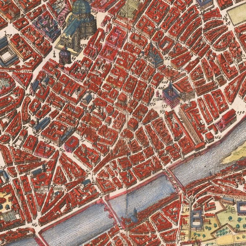 Florence Map Print: 1660 Antique City Plan, Fine Art Reproduction - Etsy