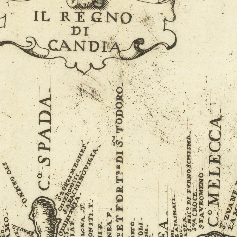 Crete Map Print: Ancient Candia Map, 1651 Fine Art Reproduction - Etsy