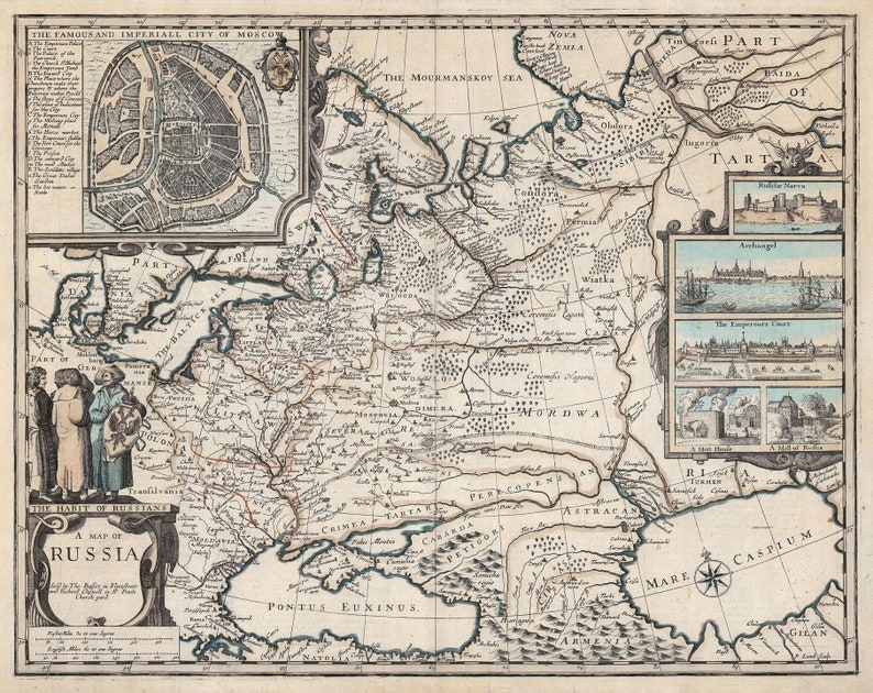 Ancient Map of Russia 1676 Fine Reproduction Large Map - Etsy