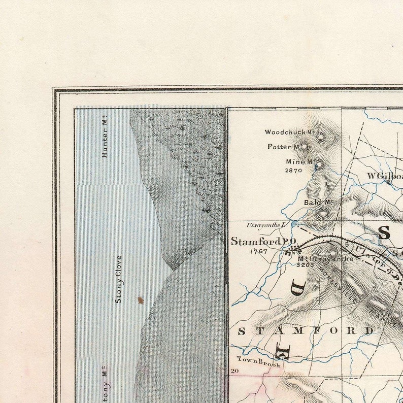 Old Map of Catskill Mountains 1880 Rare Map Antique Fine - Etsy