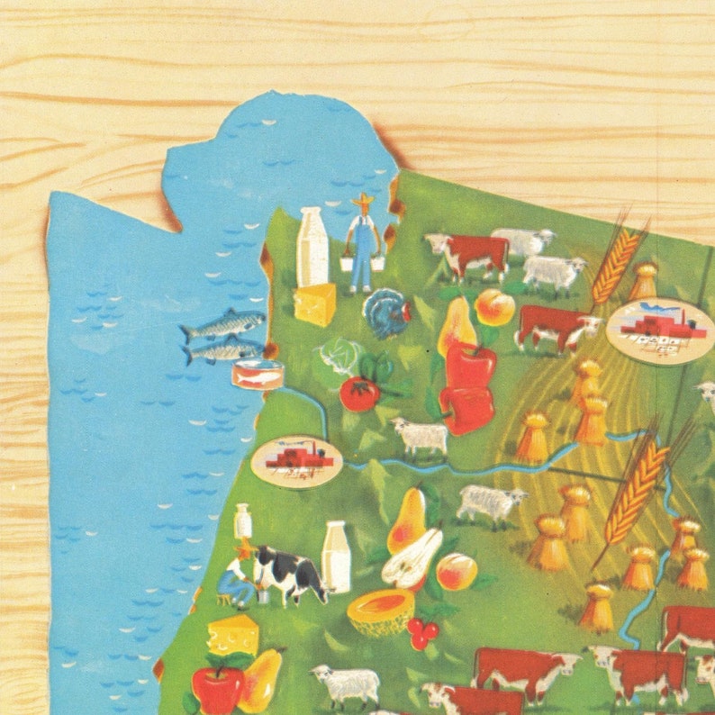 19th Century US Food Source Map: Fine Art Giclée Print - Etsy