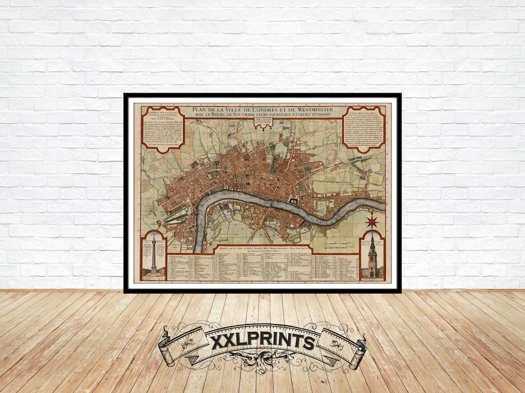 Antique London Map Print: 1727 Reproduction, Fine Art Decor - Etsy