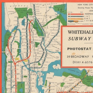 Old Subway Map of New York City, 1945, Antique, Fine Reproduction, Fine ...