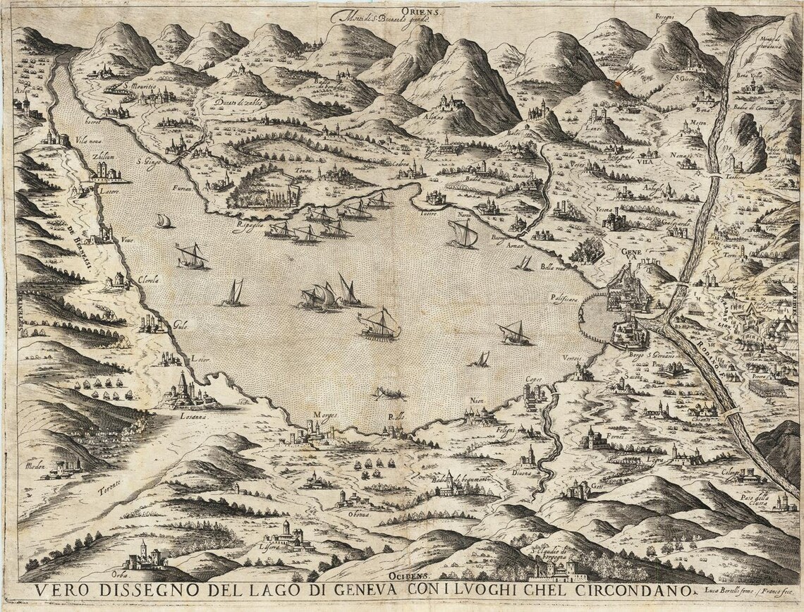 Old Map of Lake Geneva 1590 Ancient Map Very Rare Fine - Etsy
