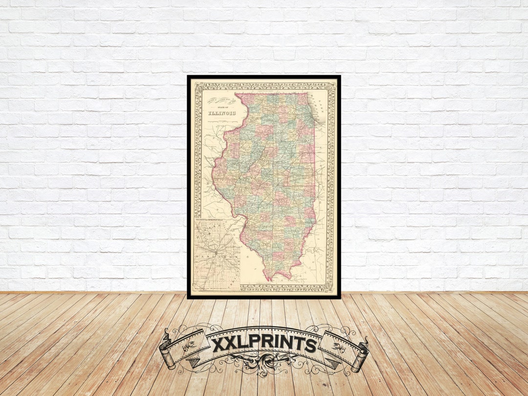 Old Map of Illinois, Chicago, 1880, Street Pan, City Plan, Fine ...