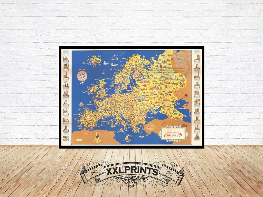 Pictorial Map of Europe: 1951 Vintage Style Fine Art Print - Etsy