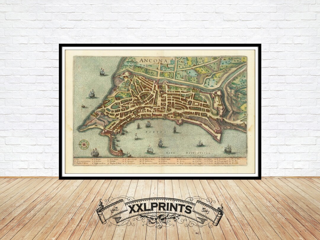 Ancona Map Print: 1688 Antique City Plan, Fine Art Reproduction - Etsy ...
