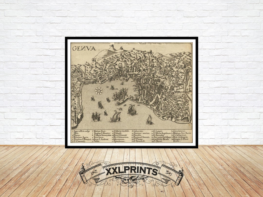 Ancient Map of Genova 1625: Fine Art Giclée Print - Etsy UK