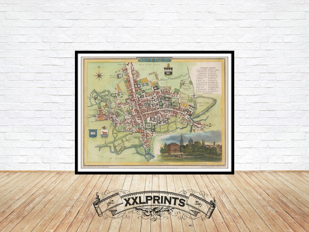 Antique Oxford Map Print: 1808 City Plan Reproduction - Etsy