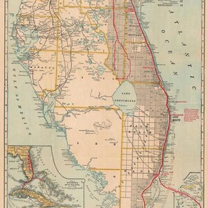 1914 Florida Map Print: Vintage Fine Art Reproduction - Etsy