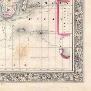1861 World Map Print: Rare Antique Fine Art Reproduction - Etsy