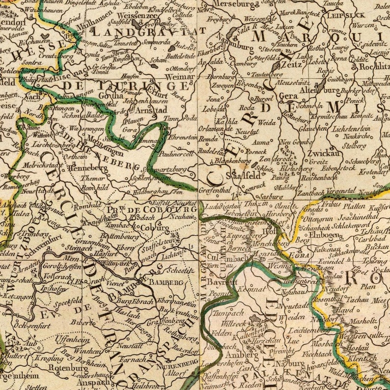 Antique map of Germany 1780 rare map fine reproduction | Etsy