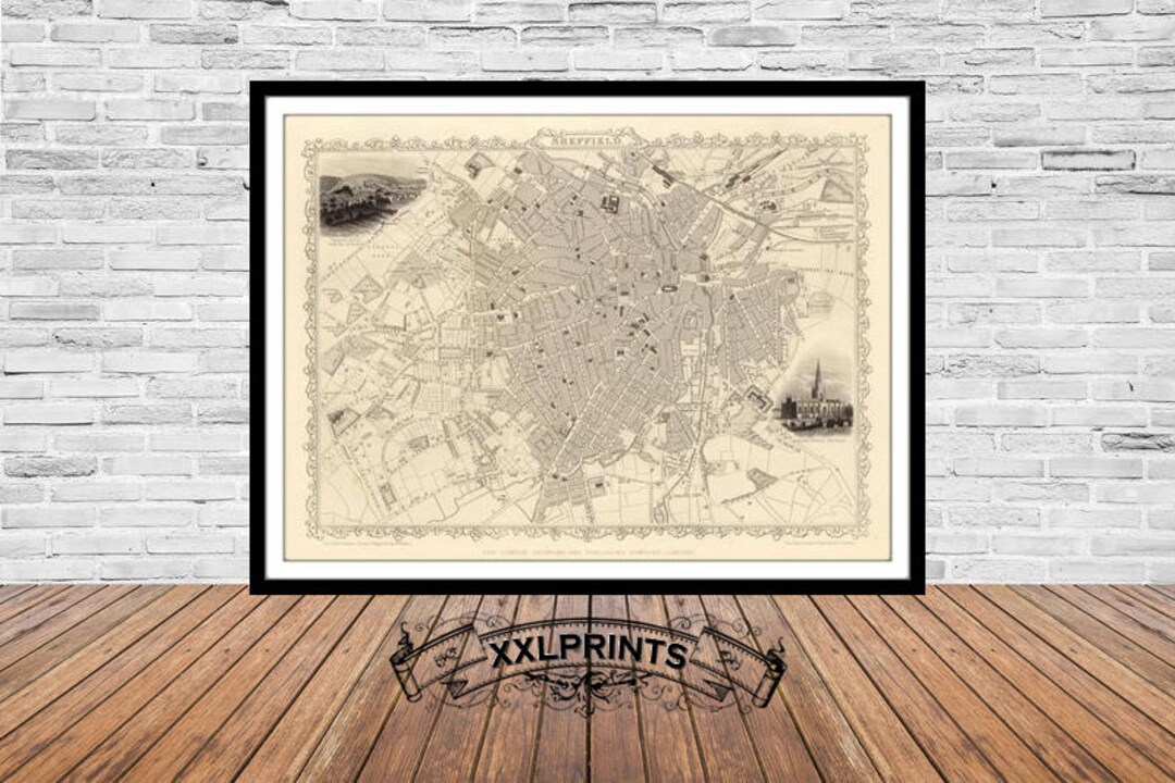 Sheffield Map Print: 1851 City Plan, Antique Fine Art Reproduction - Etsy