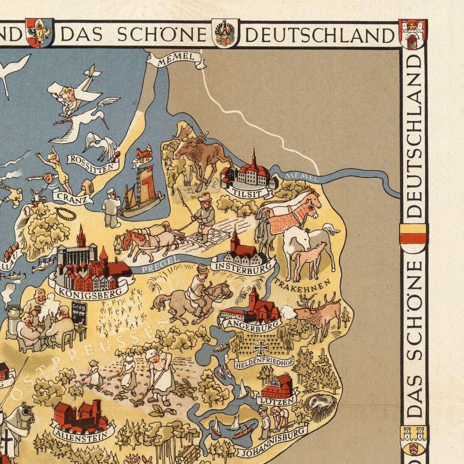 1935 Deutschland Landkarte Print: Vintage Urlaub Travel Decor - Etsy.de
